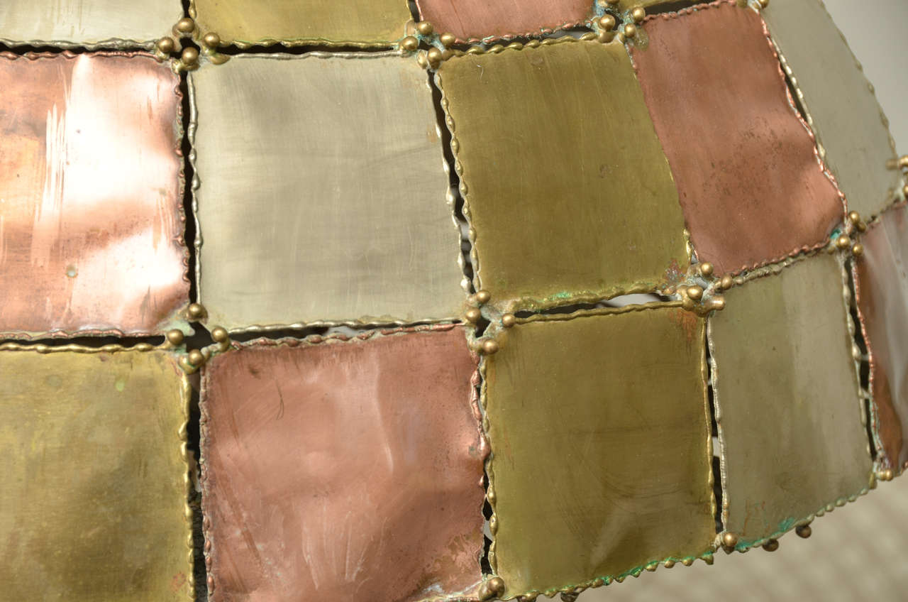 Metal Patchwork Motif Mushroom Table Lamp For Sale at 1stDibs