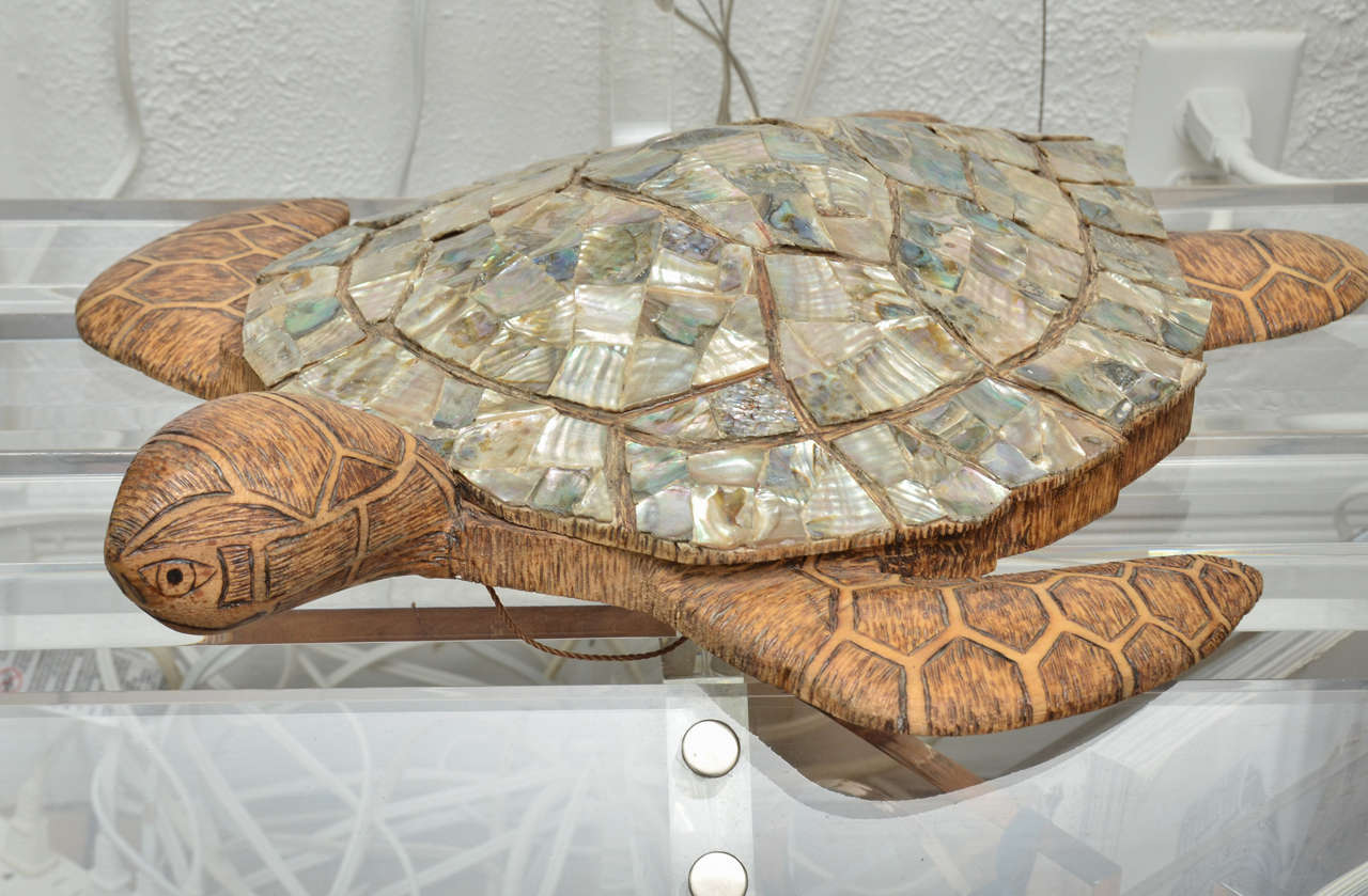 Abalone and Wood Turtle Sculpture at 1stDibs | abalone turtle ...
