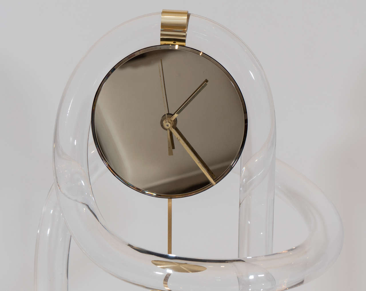 Whimsical Lucite and Brass Pendulum Clock by Jon Gilmore at 1stDibs ...