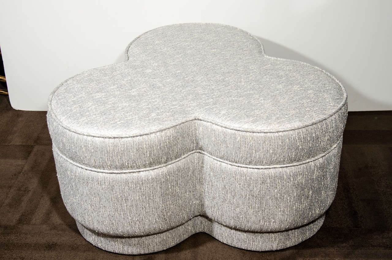 1940's Luxe Hollywood Ottoman/Pouf with Stylized Trefoil Design at 1stDibs