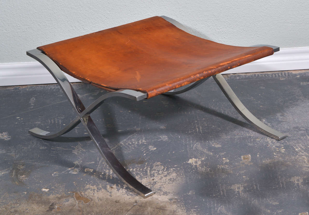 Ludwig Mies van der Rohe Barcelona Stool in Original Leather, 1965 For ...
