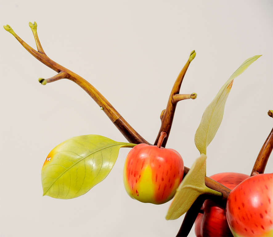 Two Signed Carved and Painted Japanese Ivory Fruit Sculptures. at 1stDibs