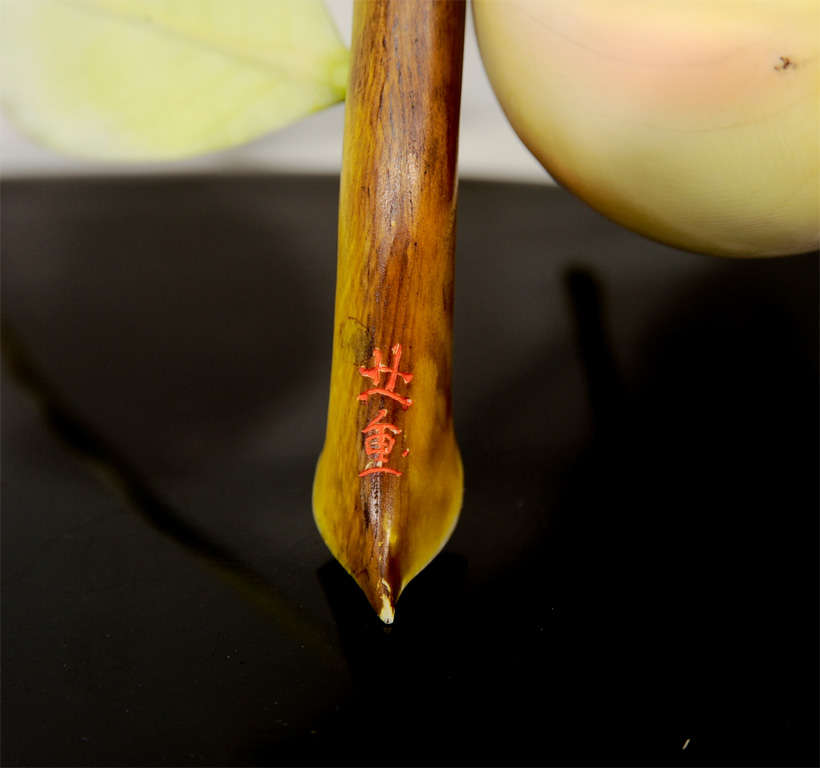 Two Signed Carved and Painted Japanese Ivory Fruit Sculptures. at 1stDibs
