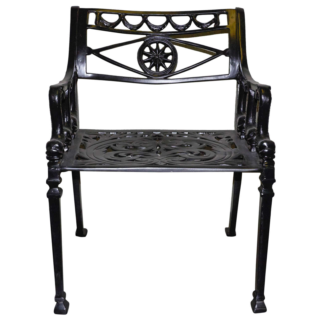 Set of Eight Cast Metal Dolphin Motif Garden Chairs at 1stDibs