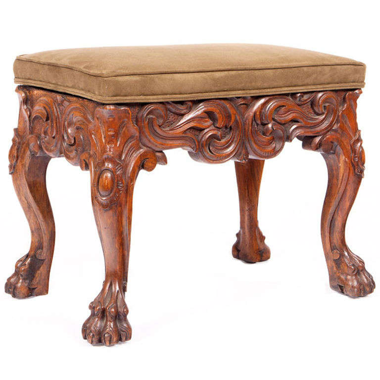 Large Irish Chippendale Style Country House Stool Mahogany Hairy Paw ...