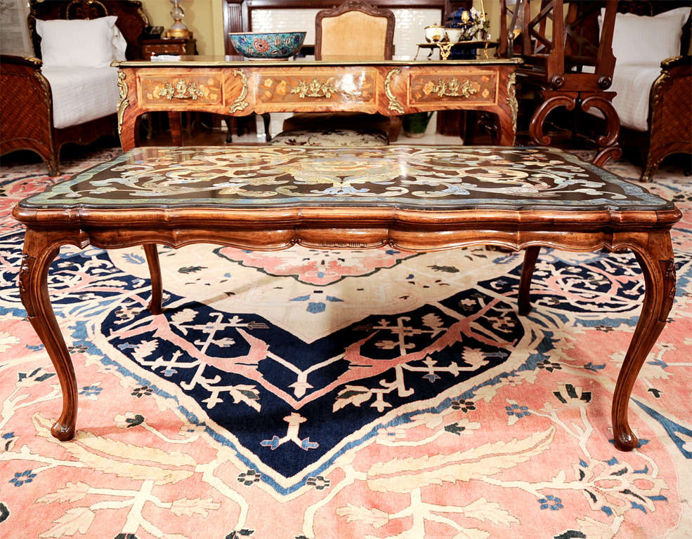 An Italian Scagliola Table Top on Later Walnut Base For Sale at 1stDibs