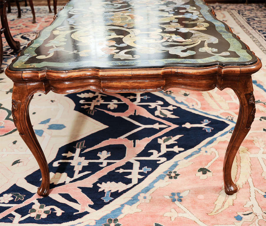 An Italian Scagliola Table Top on Later Walnut Base For Sale at 1stDibs