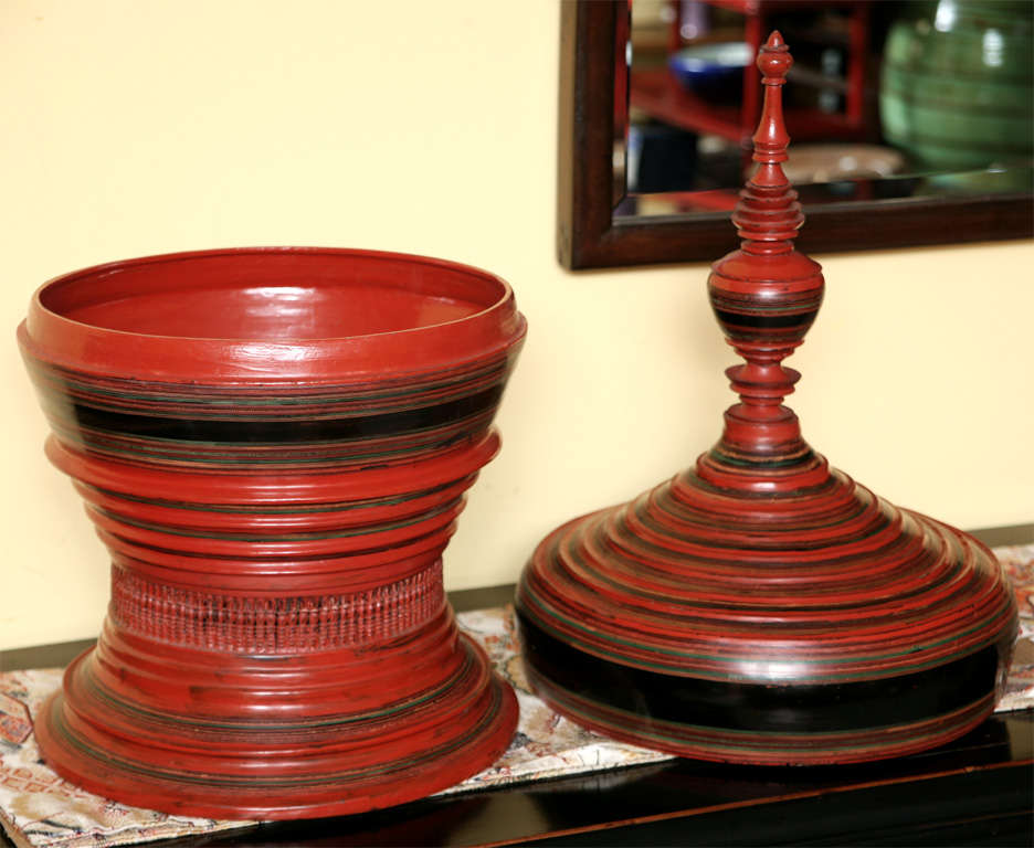 Burmese Lacquer Offering Bowl at 1stDibs