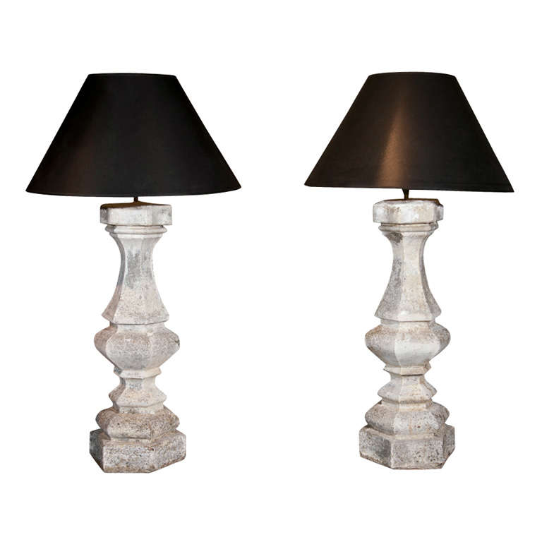Estate-Sized Pair of French Cast Stone Lamps at 1stDibs