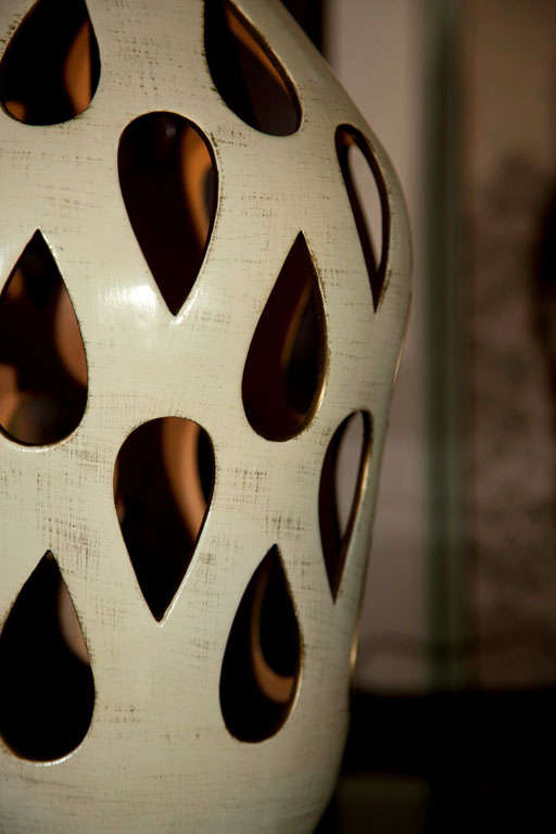 Large "Cut Out" Ceramic Lamp For Sale at 1stDibs