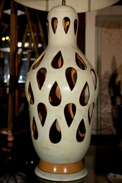 Large "Cut Out" Ceramic Lamp For Sale at 1stDibs