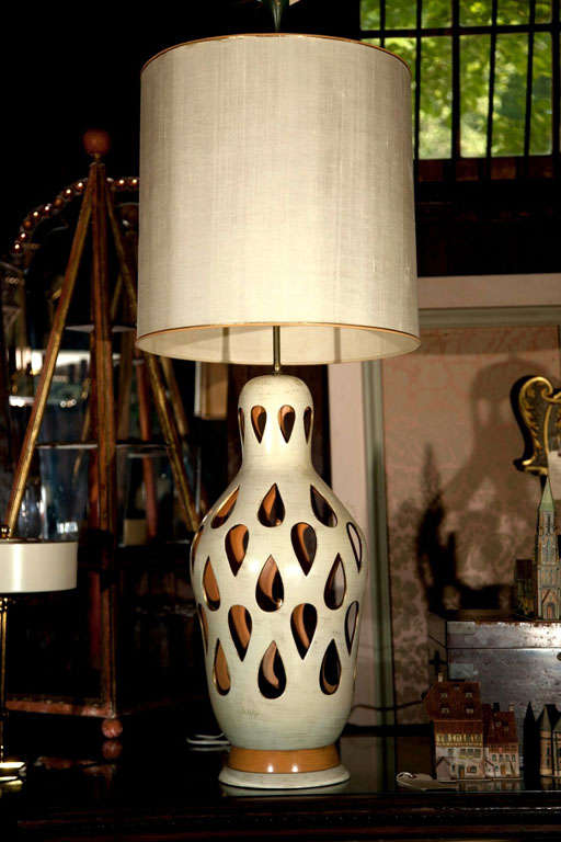 Large "Cut Out" Ceramic Lamp For Sale at 1stDibs
