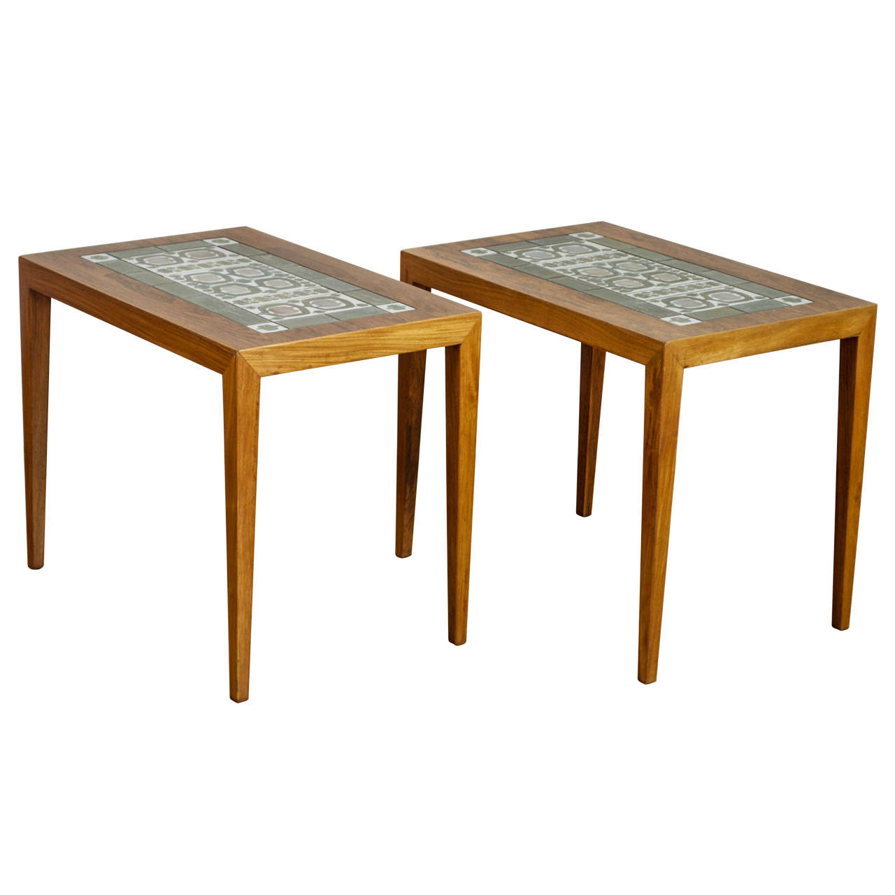 Haslev Furniture - Nils Thorsen Tiles - Pair of Side Tables at 1stDibs