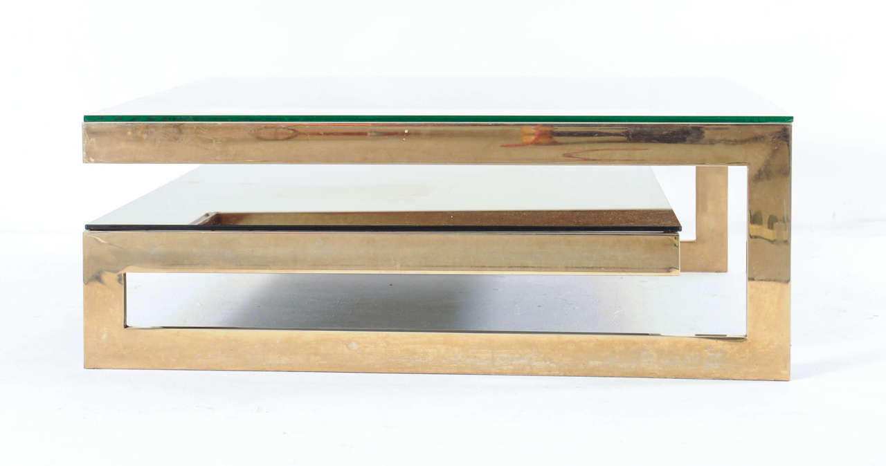 G-Shaped, 23 Carat Gold Plated Coffee Table at 1stDibs