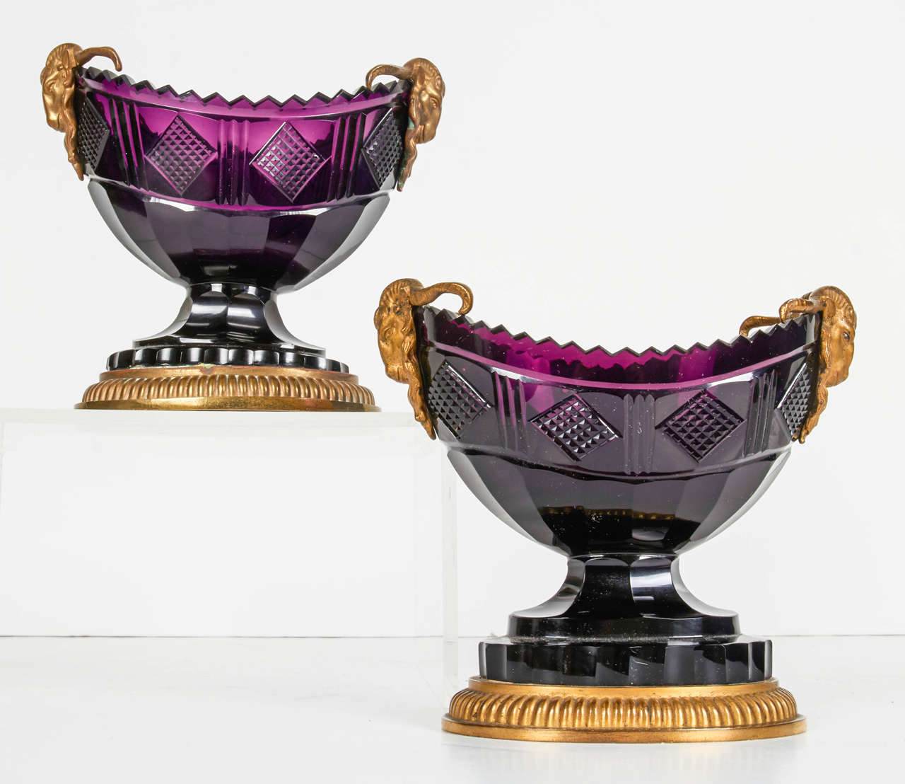 Pair of Antique Russian Ormolu and Amethyst Cut-Glass Compotes For Sale ...