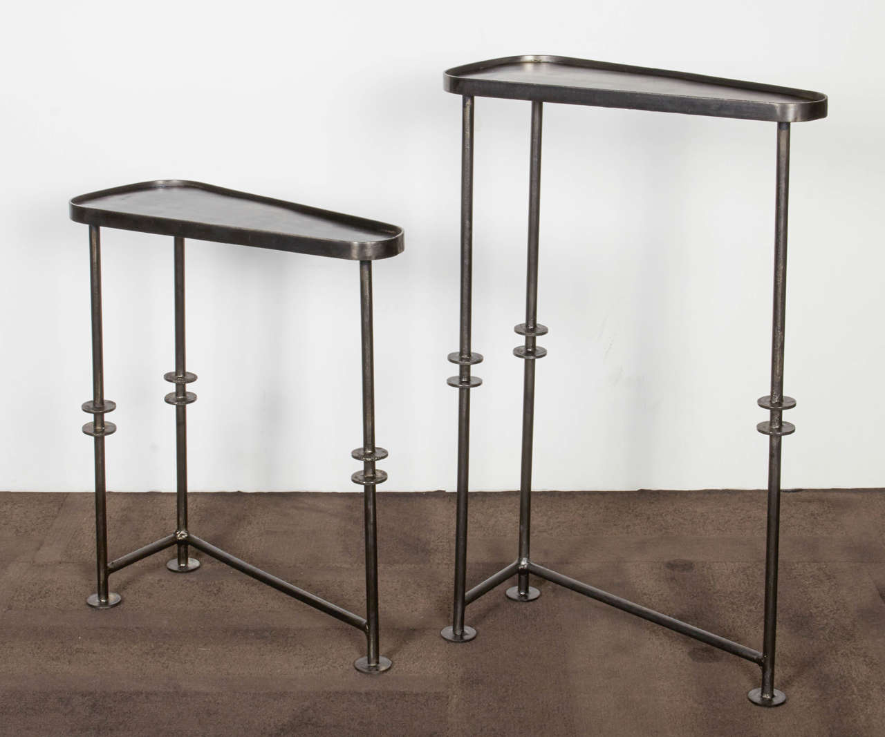 Industrial Nesting Tables and Side Tables in Burnished Metal at 1stDibs