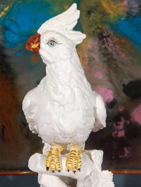 Pair of Regency Italian Ceramic Cockatoos at 1stDibs