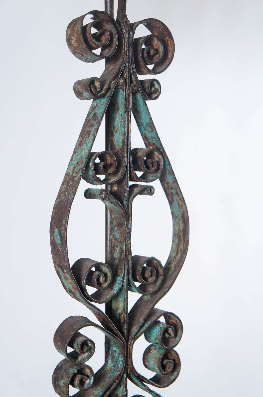 Pair of Scrolled Iron Metal Base Lamps at 1stDibs