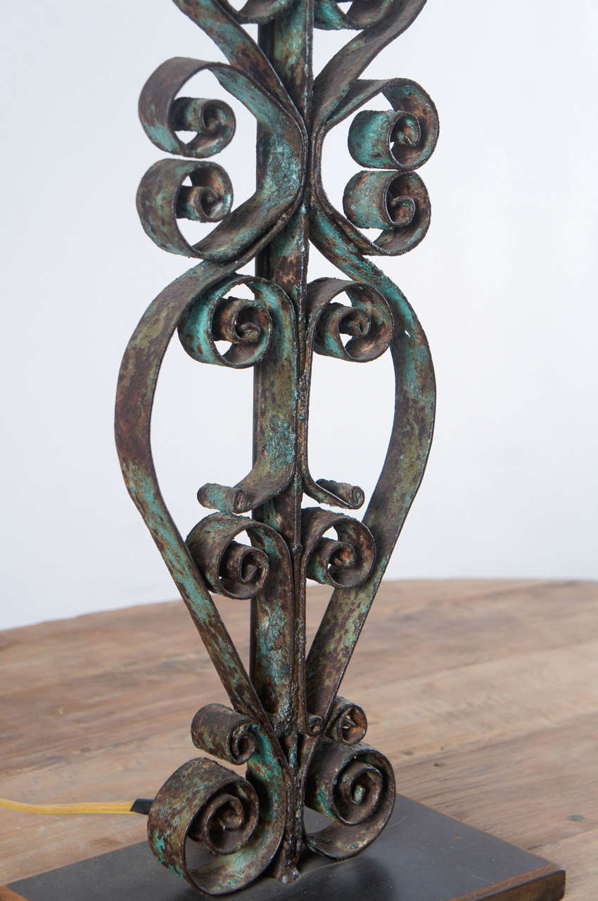 Pair of Scrolled Iron Metal Base Lamps at 1stDibs