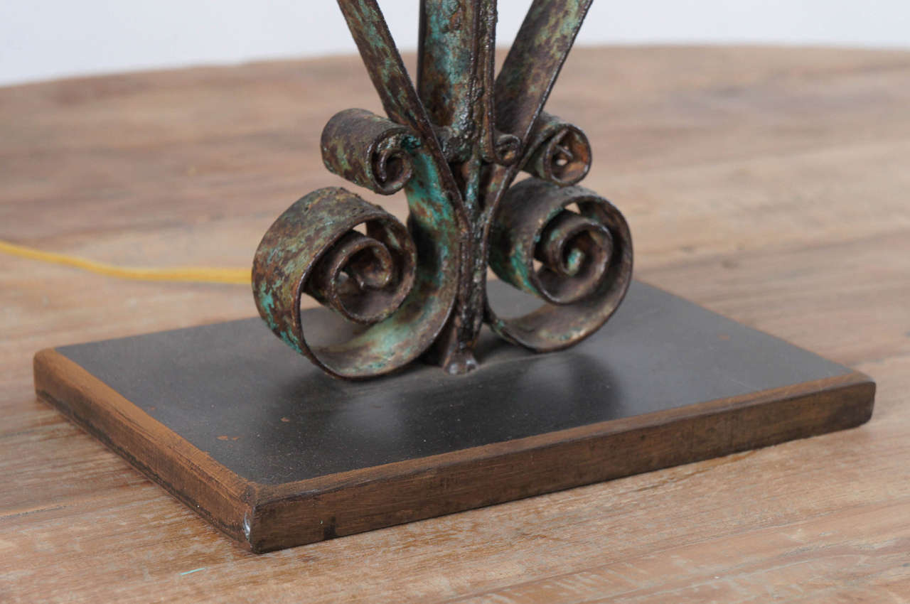 Pair of Scrolled Iron Metal Base Lamps at 1stDibs