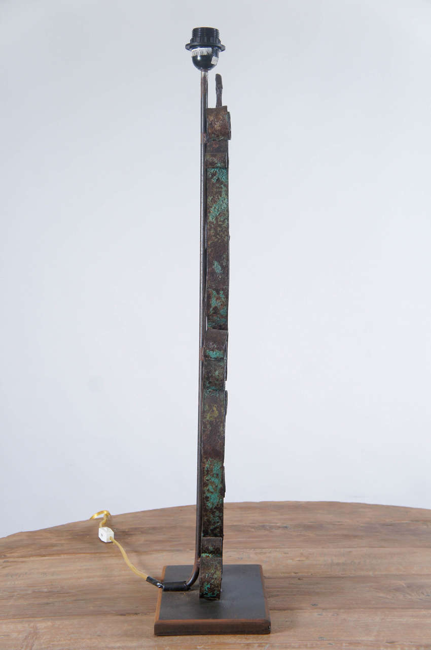 Pair of Scrolled Iron Metal Base Lamps at 1stDibs