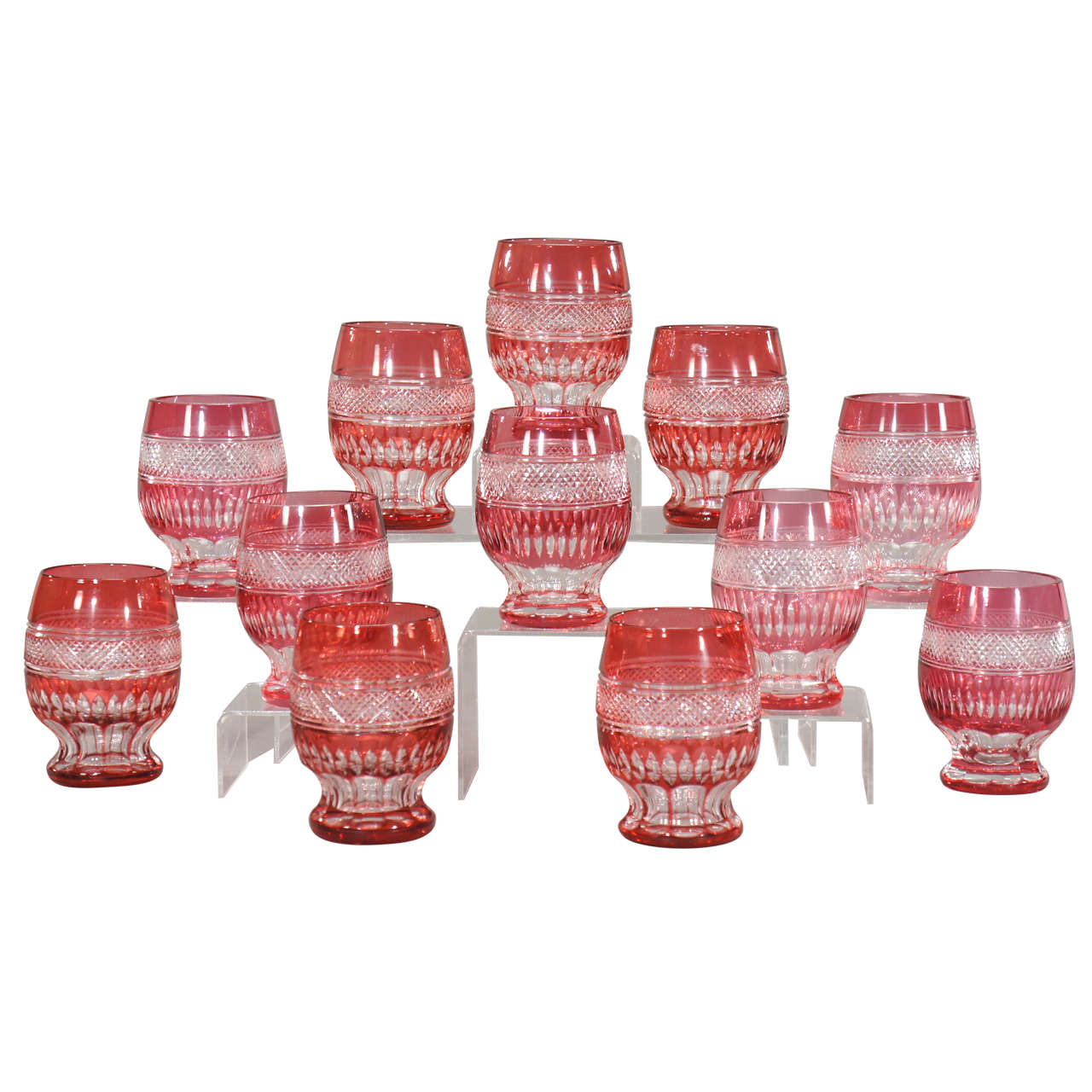 Webb Handblown Cranberry Cut to Clear Crystal Vase with Engraved Water ...