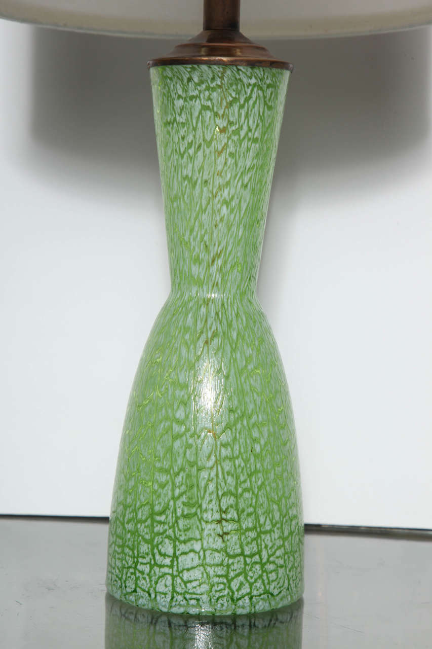 Pair of Green and White Murano Glass Lamps at 1stDibs