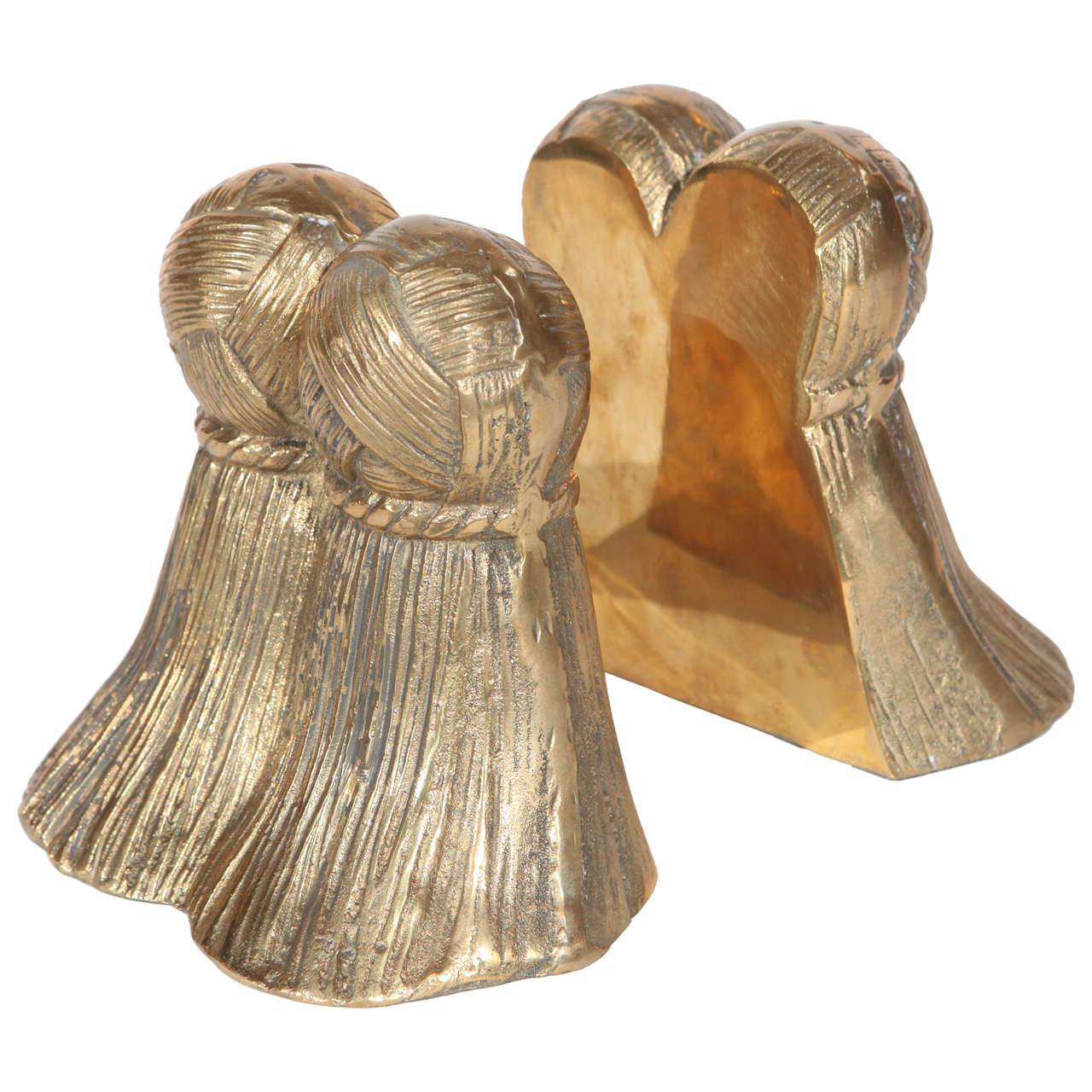 Midcentury Brass Tassel Bookends For Sale at 1stDibs