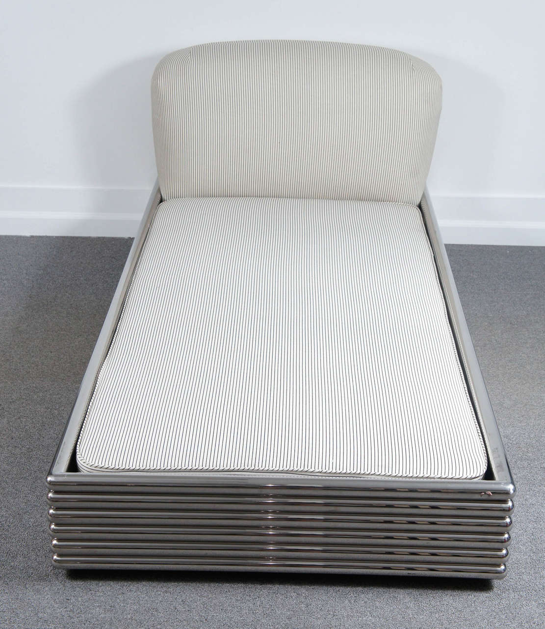 Pair polished stainless steel radiator Brueton Chaise Lounges or ...