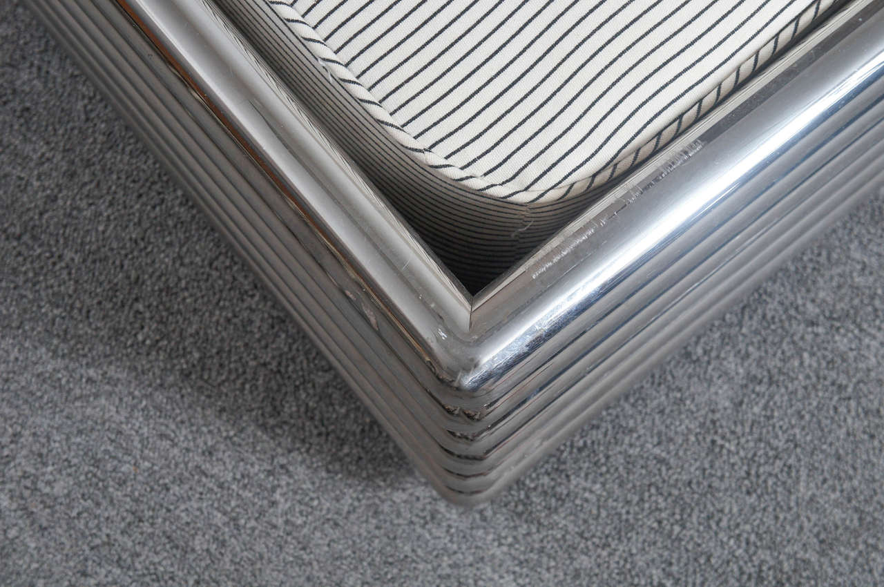 Pair polished stainless steel radiator Brueton Chaise Lounges or ...