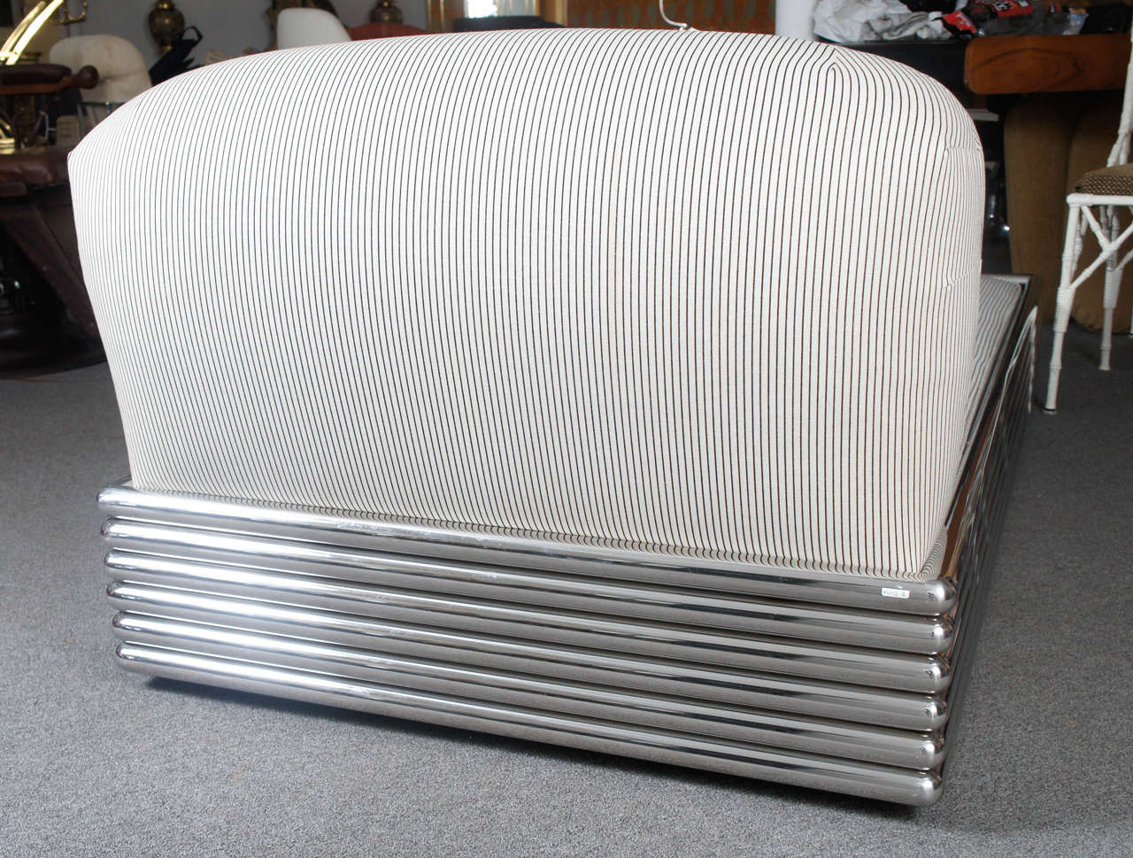 Pair polished stainless steel radiator Brueton Chaise Lounges or ...