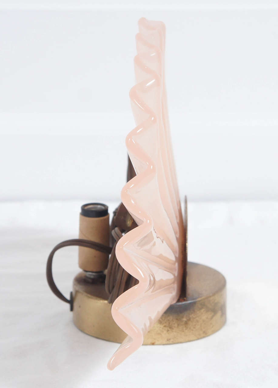 pair of Pink Murano glass clam shell lamps at 1stDibs | pink clam shells