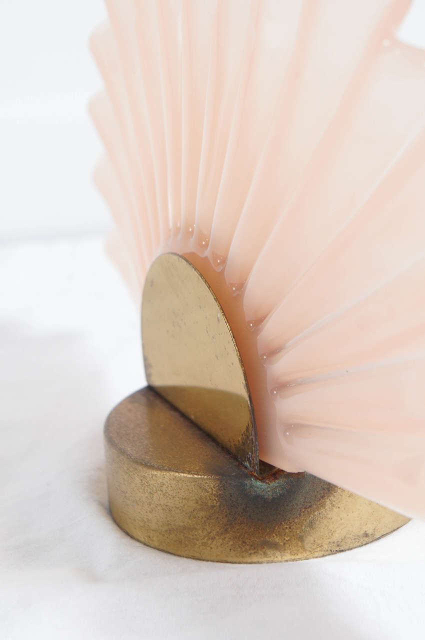 pair of Pink Murano glass clam shell lamps at 1stDibs | pink clam shells