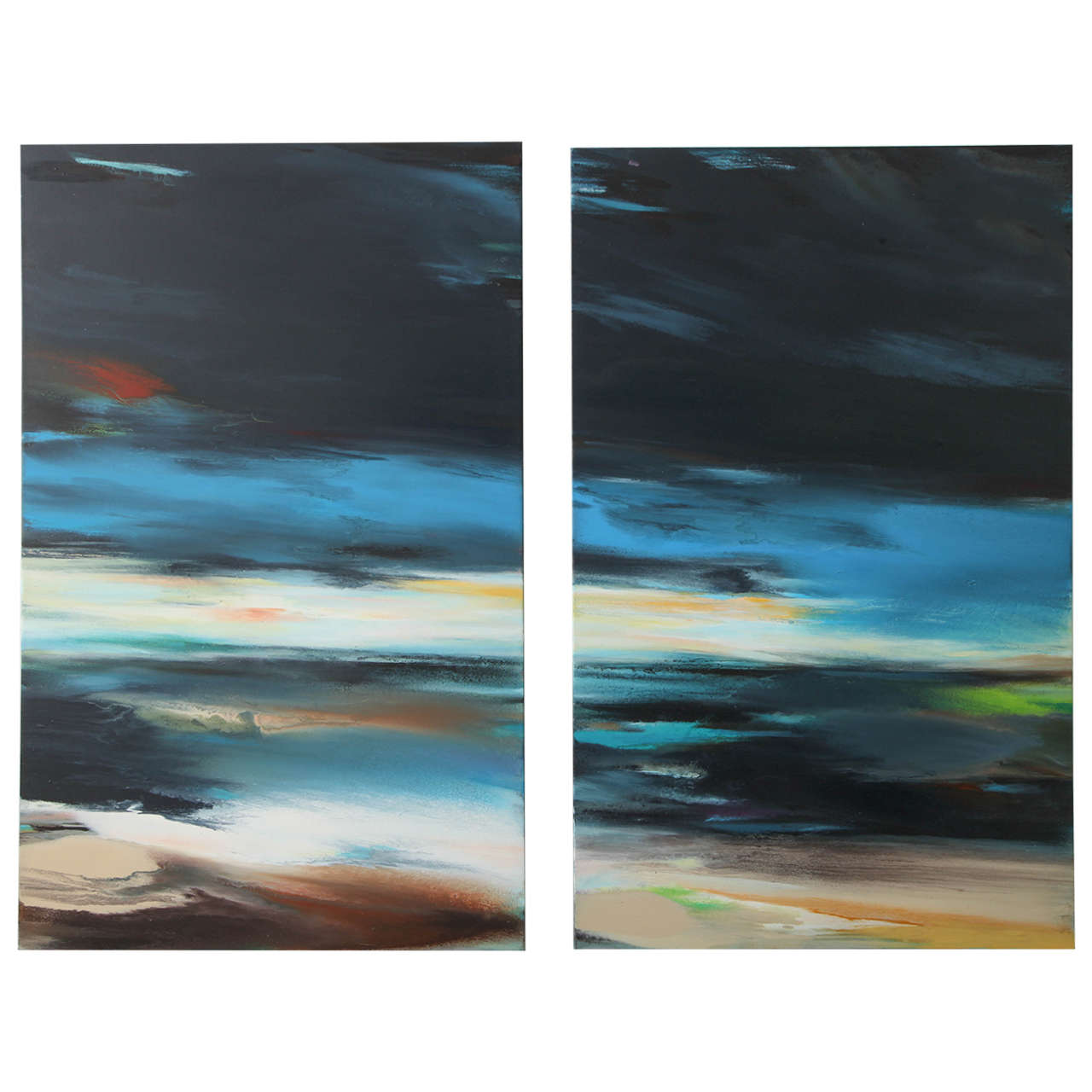 Contemporary Painting "Teal Diptych Waterscape" by William Engel For ...
