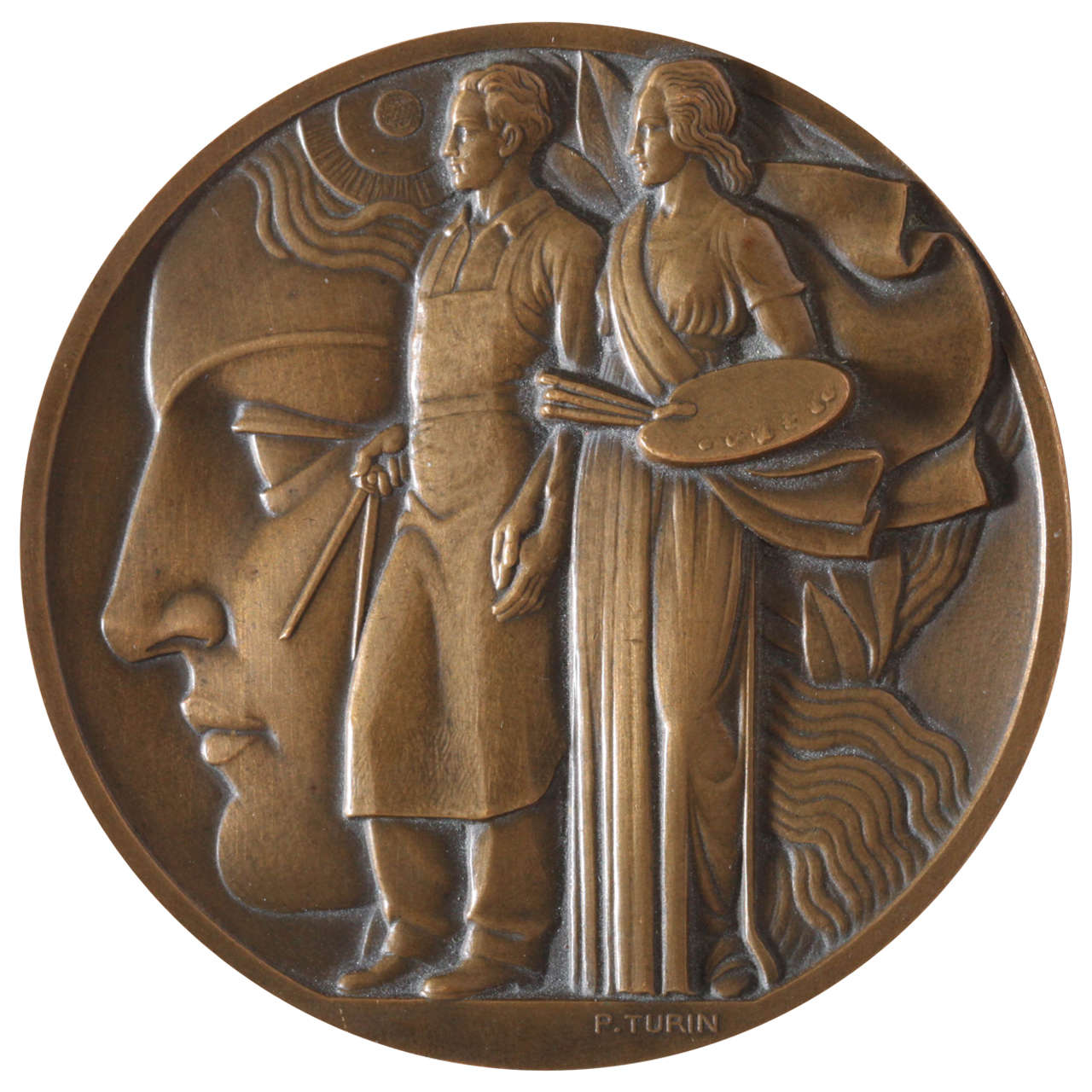 French Art Deco Bronze Art Medal in High Relief at 1stDibs