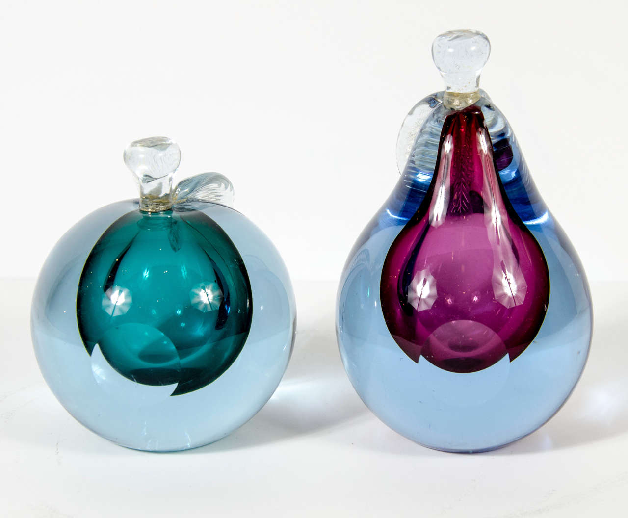 Hand Blown Murano Glass Pear and Apple by Barbini at 1stDibs