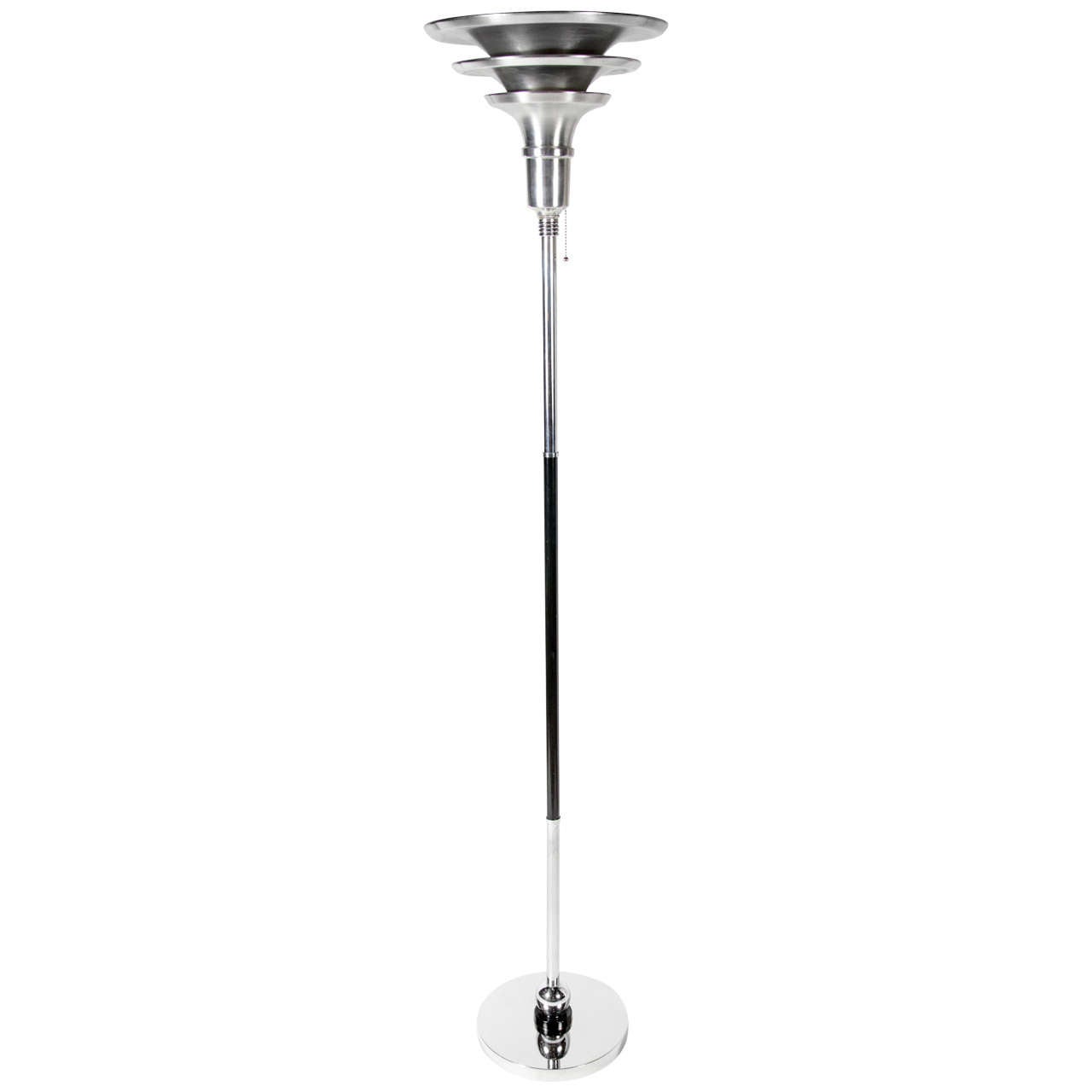 Outstanding Machine Age Art Deco Brushed Aluminum Torchiere at 1stDibs