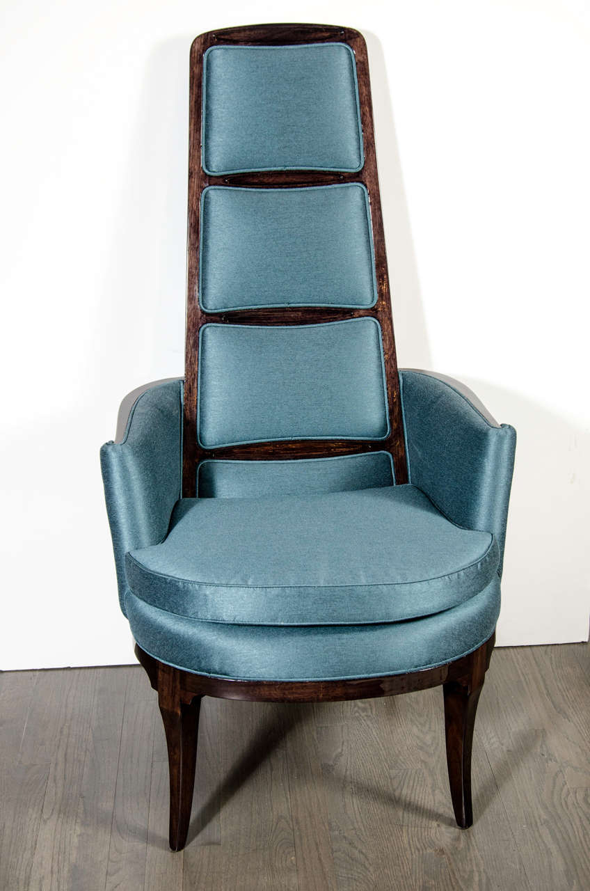 Pair of Luxe Mid-Century Modernist High Back Chairs at 1stDibs