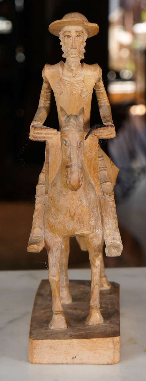 Don Quixote Wood Carving Signed and Dated with Inscription. For Sale at ...