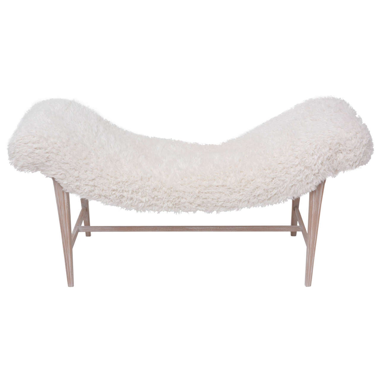 Curved Leather and Chrome Bench at 1stDibs