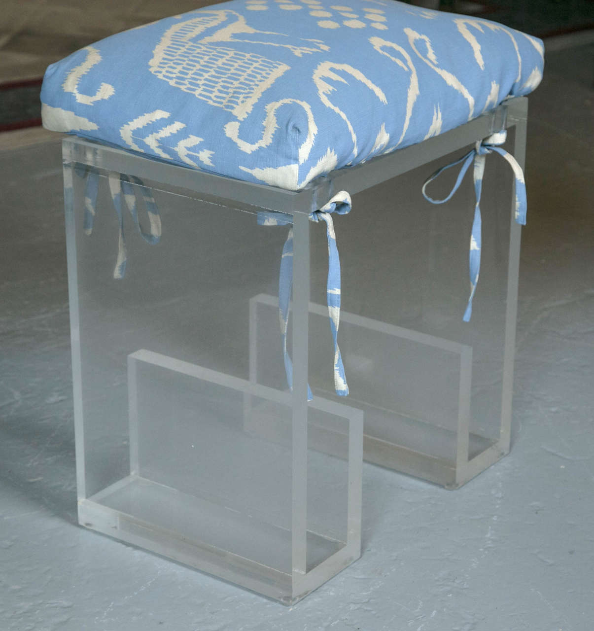 Pair of Solid Lucite Modern Benches Manner of Karl Springer at 1stDibs