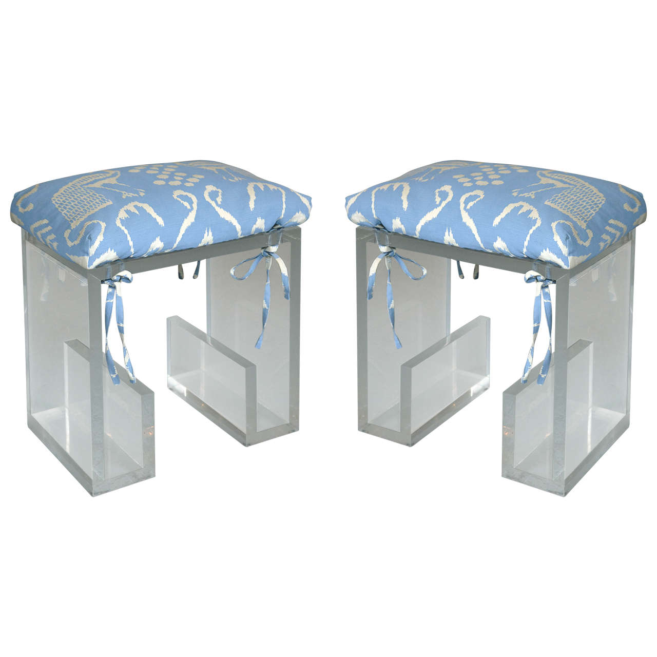 Pair of Solid Lucite Modern Benches Manner of Karl Springer at 1stDibs