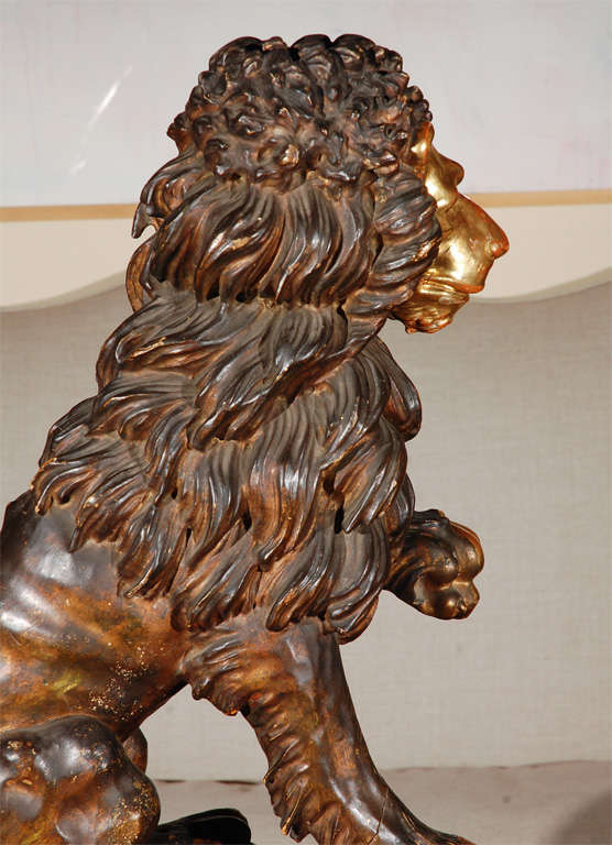 Antique, Hand Carved Roman Lion For Sale at 1stDibs | roman lion statue