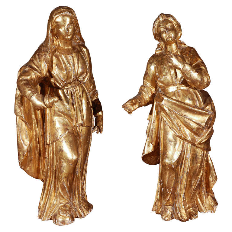 19th Century, Robed, Italian Giltwood Figures For Sale at 1stDibs