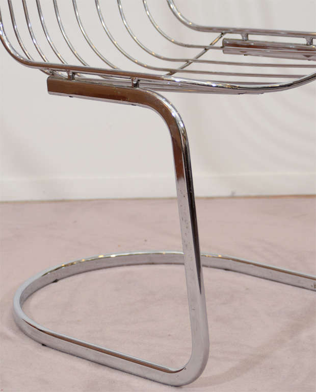 Pair of Mid Century Tubular Chrome Frame Chairs at 1stDibs