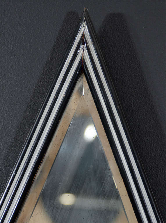 Pair of Mid Century Triangular Mirrors in Black and Silver Frames at ...