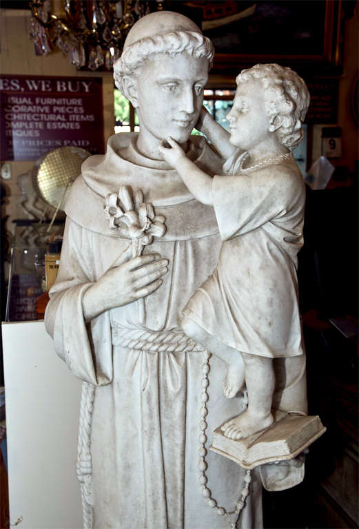 Large Life Size Statue Antique Italian Marble Saint Anthony With Child ...