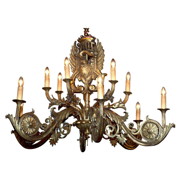 Pair of Antique Bronze Chandeliers Salvaged From Archiitectural Design ...