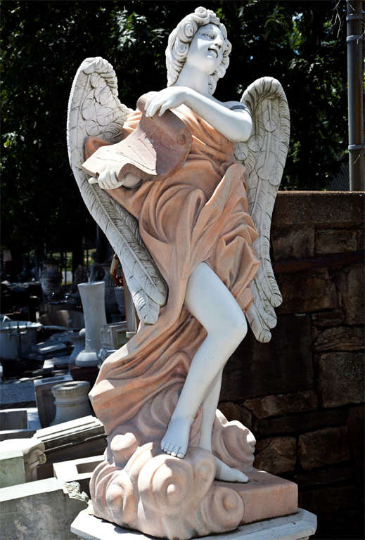 Set of Four Marble Angel Statues on Bases at 1stDibs