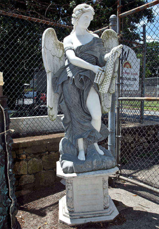 Set of Four Marble Angel Statues on Bases at 1stDibs